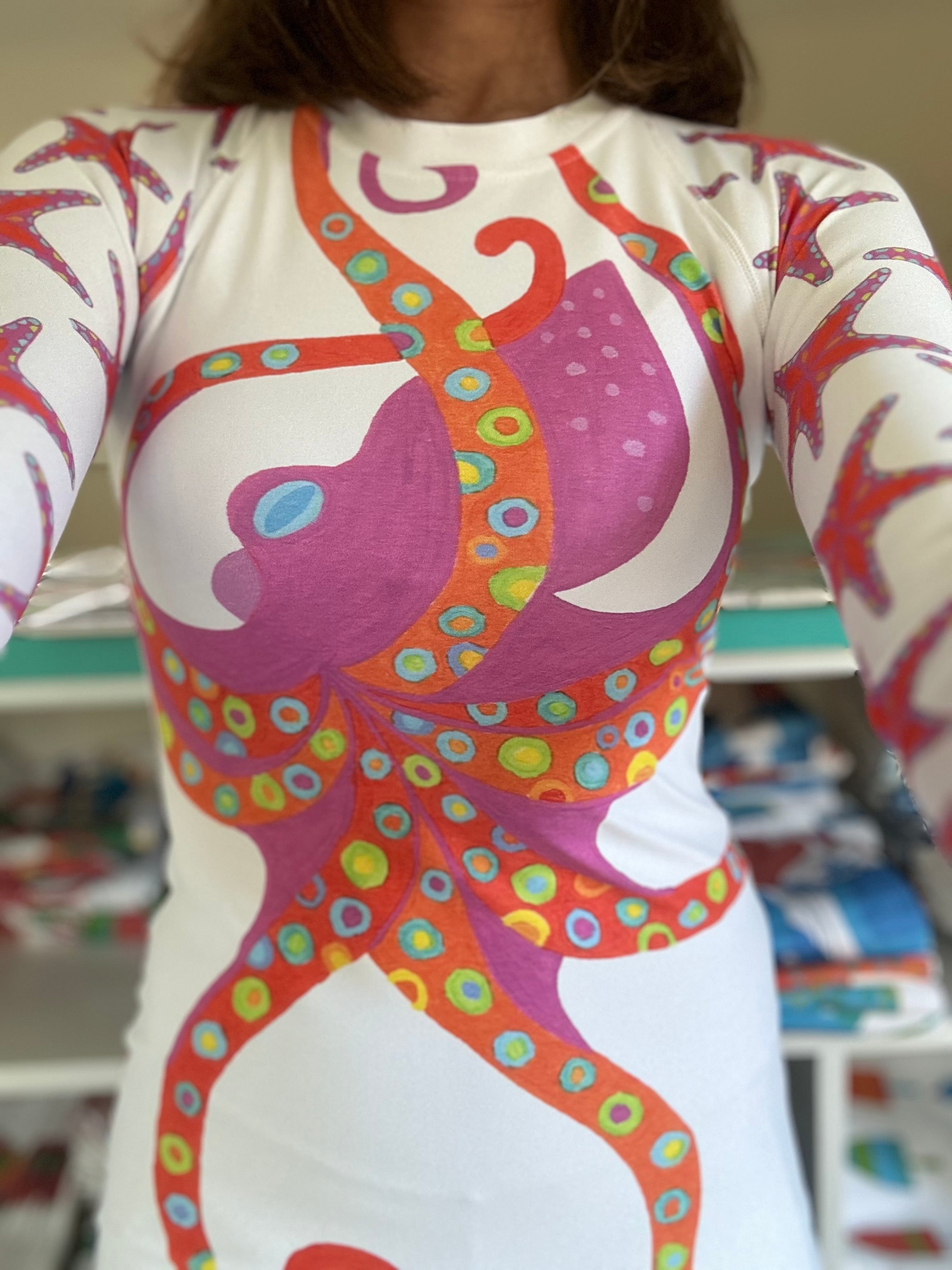 Pink Dancing Octopus Rash Guard Top – FestiveFish