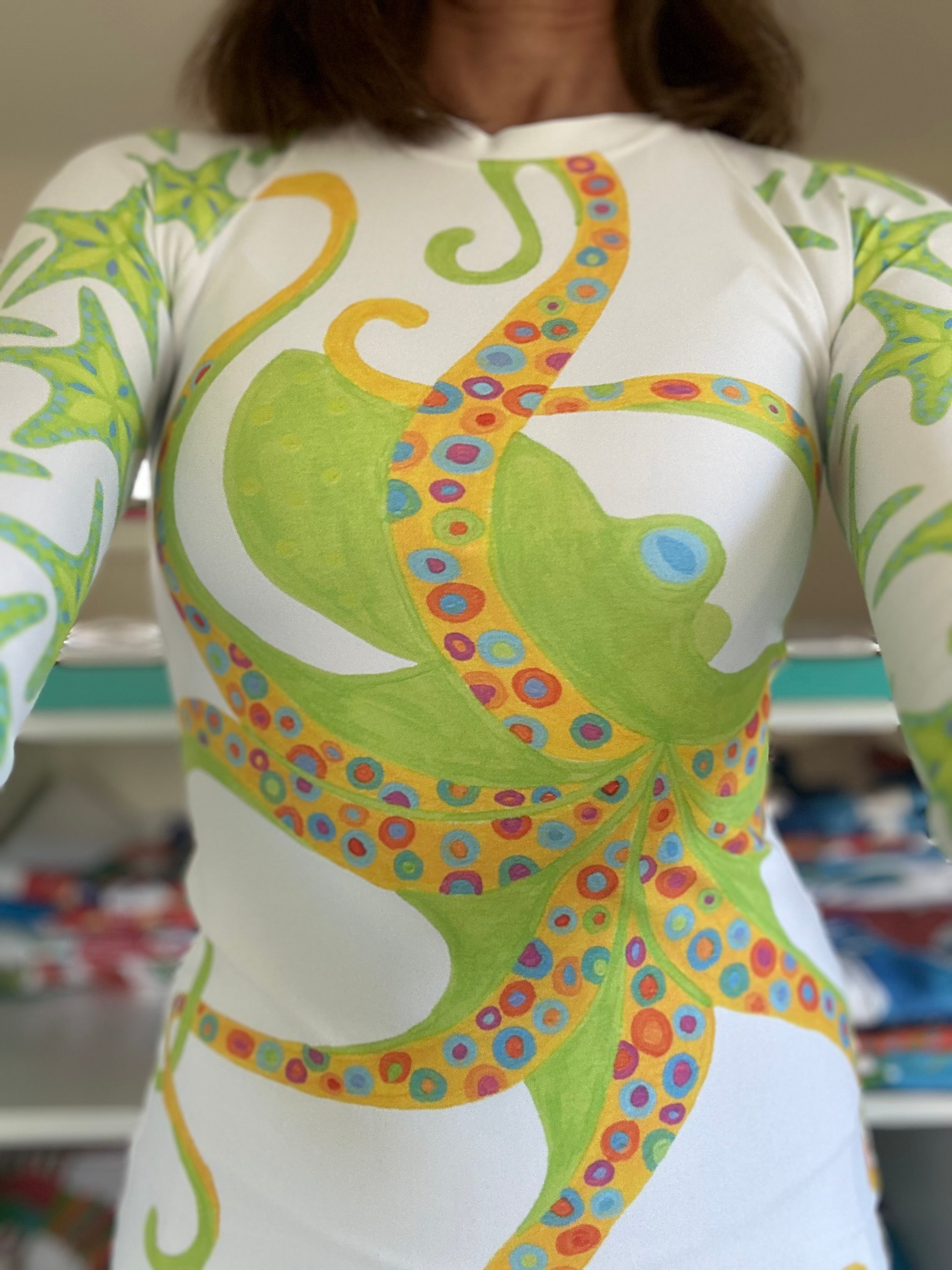 Lime Dancing Octopus Rash Guard Top – FestiveFish